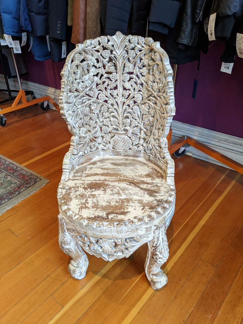 Floral Carved Wood Chair